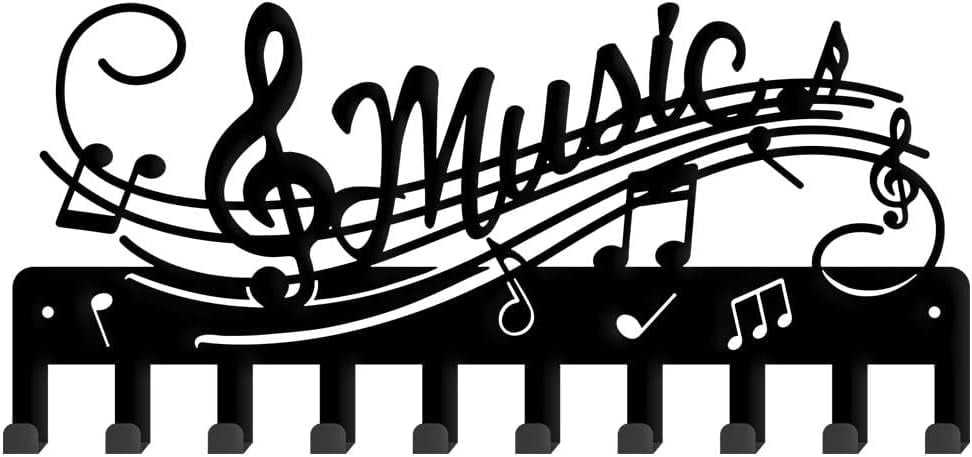 Music Notes Metal Key Holder Music Notes Decorative 10 Hooks Key Rack ...