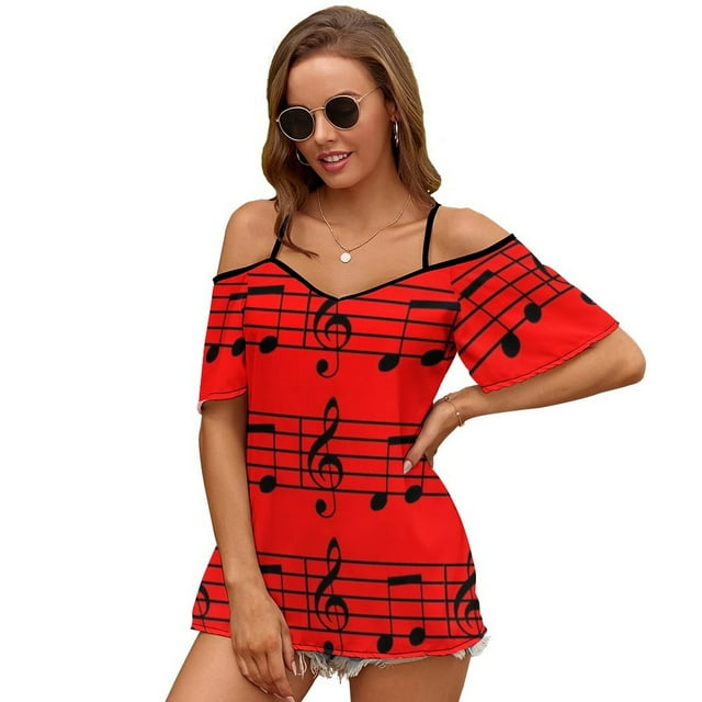 Music Notes Music Rytim Hip Hop Dance Music Off The Shoulder woman Top ...