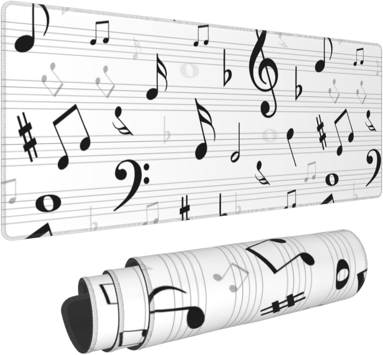 Music Notes Musical Notation Large Gaming Mouse Pad Desk Mat 31.5x11.8 ...