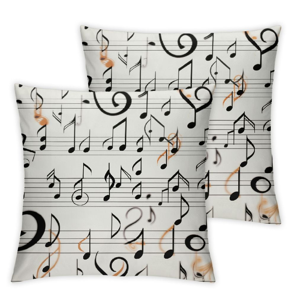 Music Notes Musical Symbols Treble Plush Pillowcase Set of 2 Printed on ...
