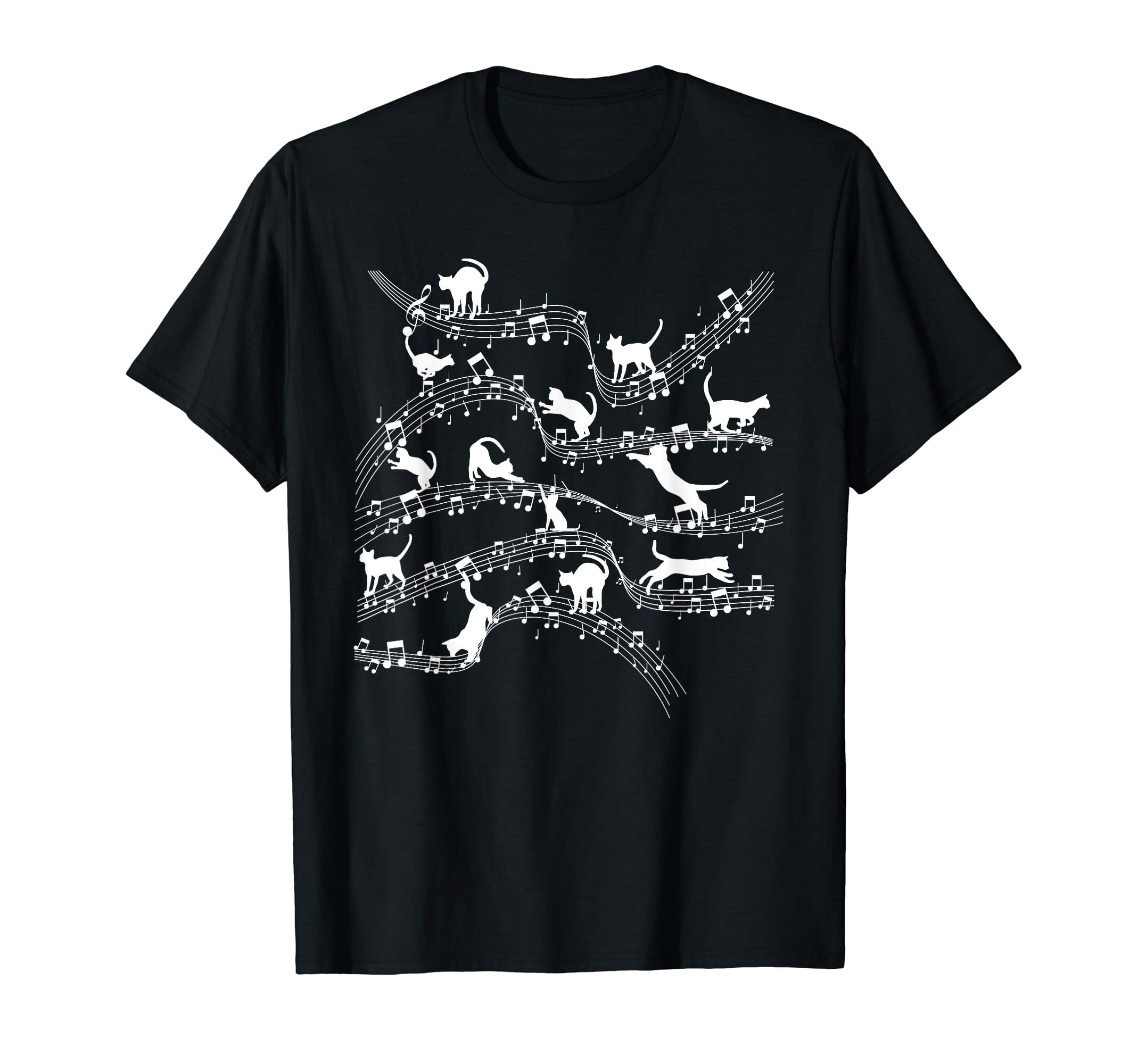 Music Notes Musician Cat Cute Animal Classical Music T-Shirt - Walmart.com