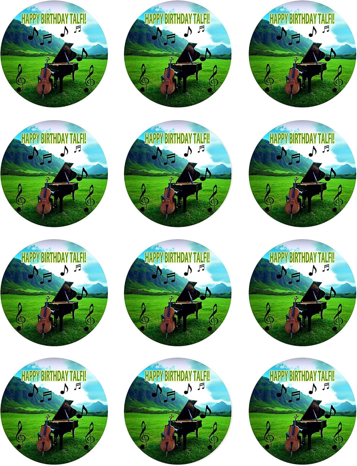 Music Notes Piano Musical Instrument - Edible Cupcake Toppers - 2 ...