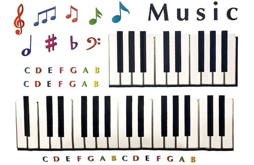 Music Notes and Piano Style Easy Peel and Stick DIY Wall Decal Adhesive ...