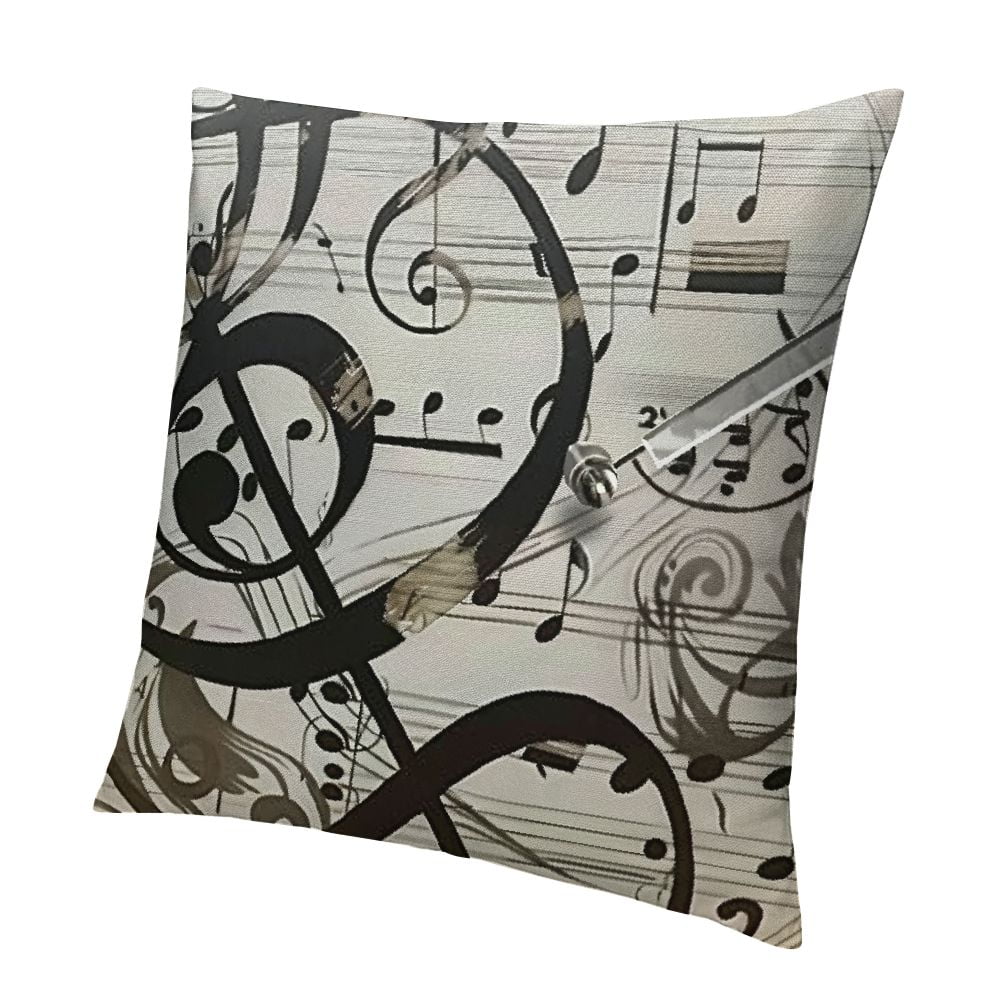 Music Notes Pillow Case,Black-White Music Notes Cushion Cover Square ...