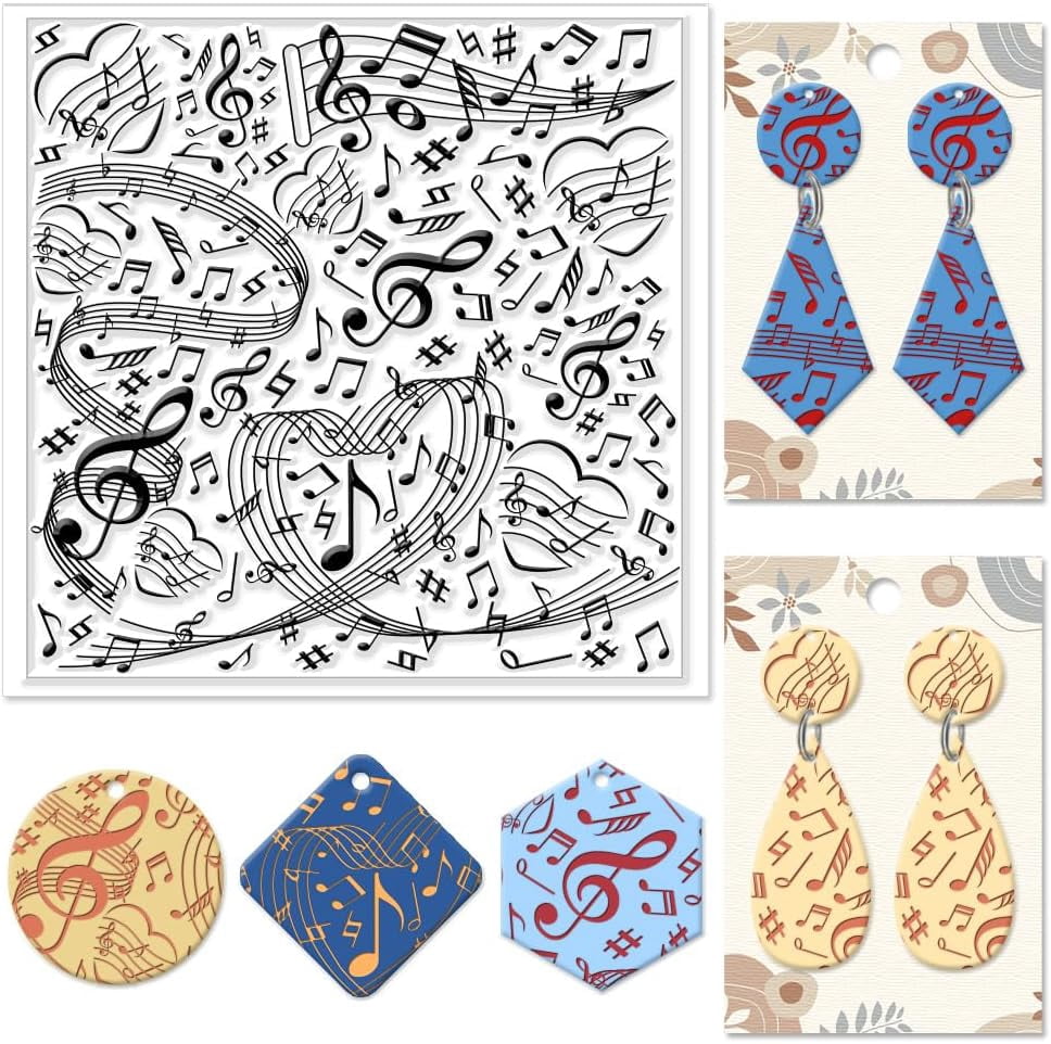Music Notes Polymer Clay Texture Sheets Music Silicone Texture Stamp ...