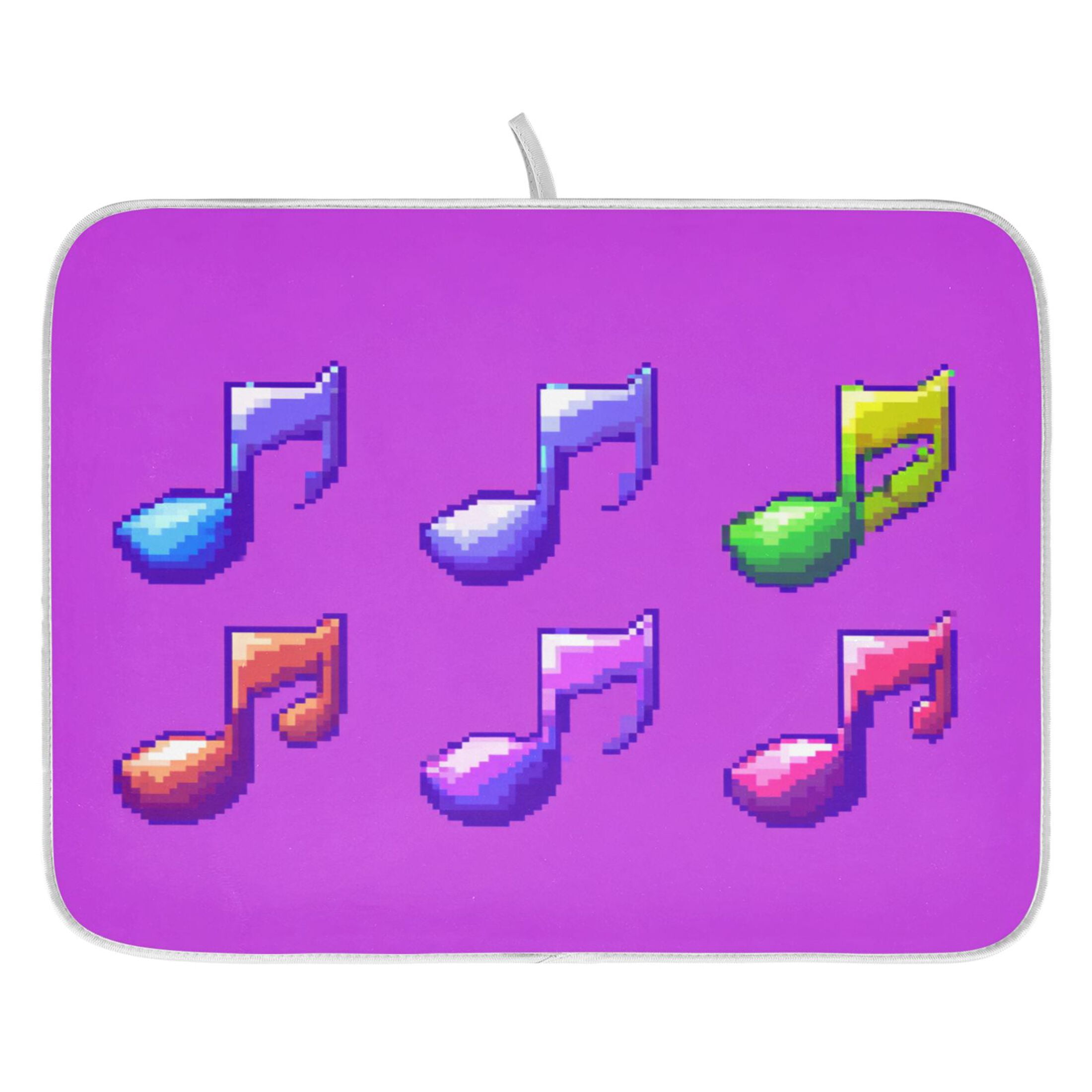 Music Notes Rhythmic Pattern Dish Drying Mat for Kitchen, Quick Drying ...