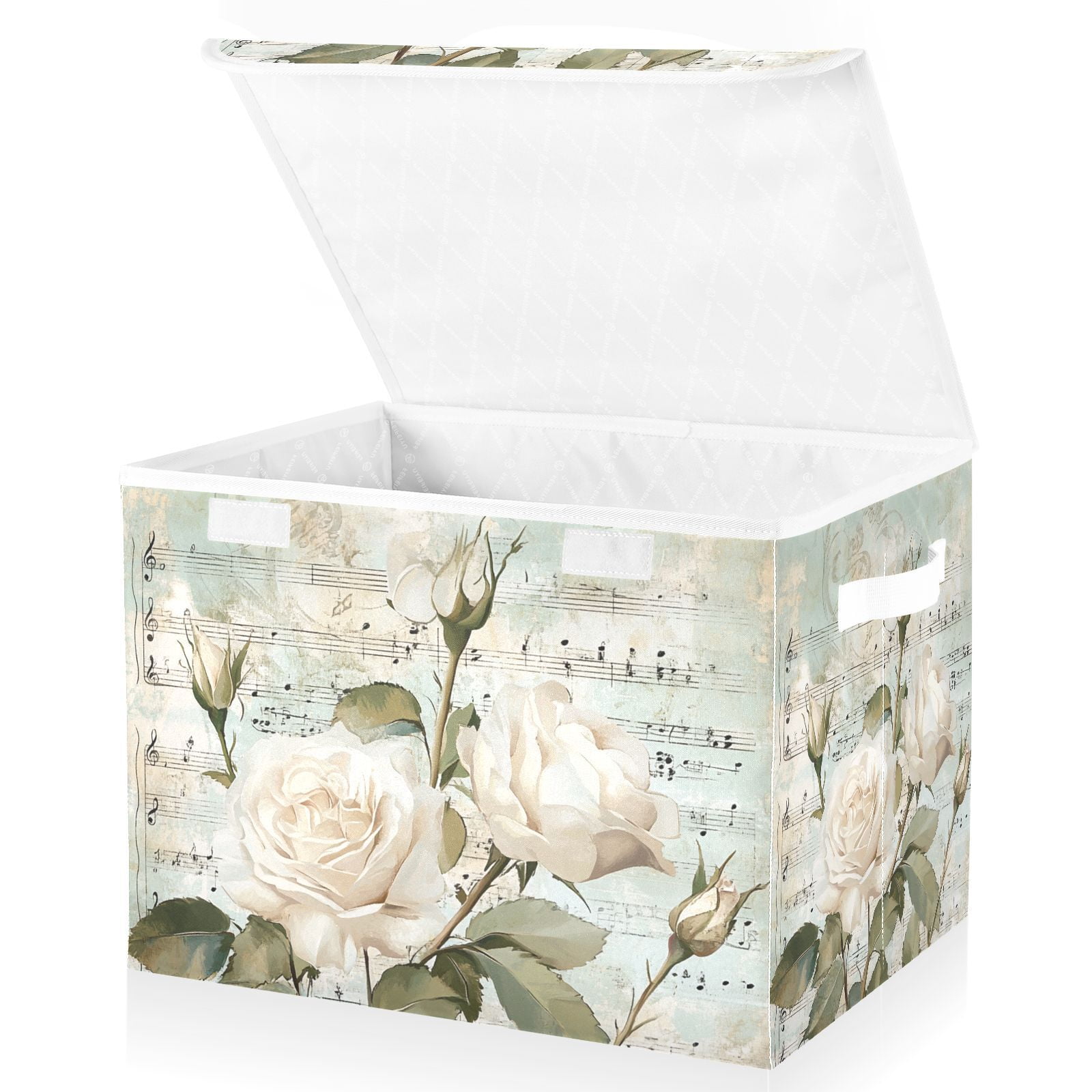 Music Notes Rose Storage Basket for Shelves Foldable Container ...