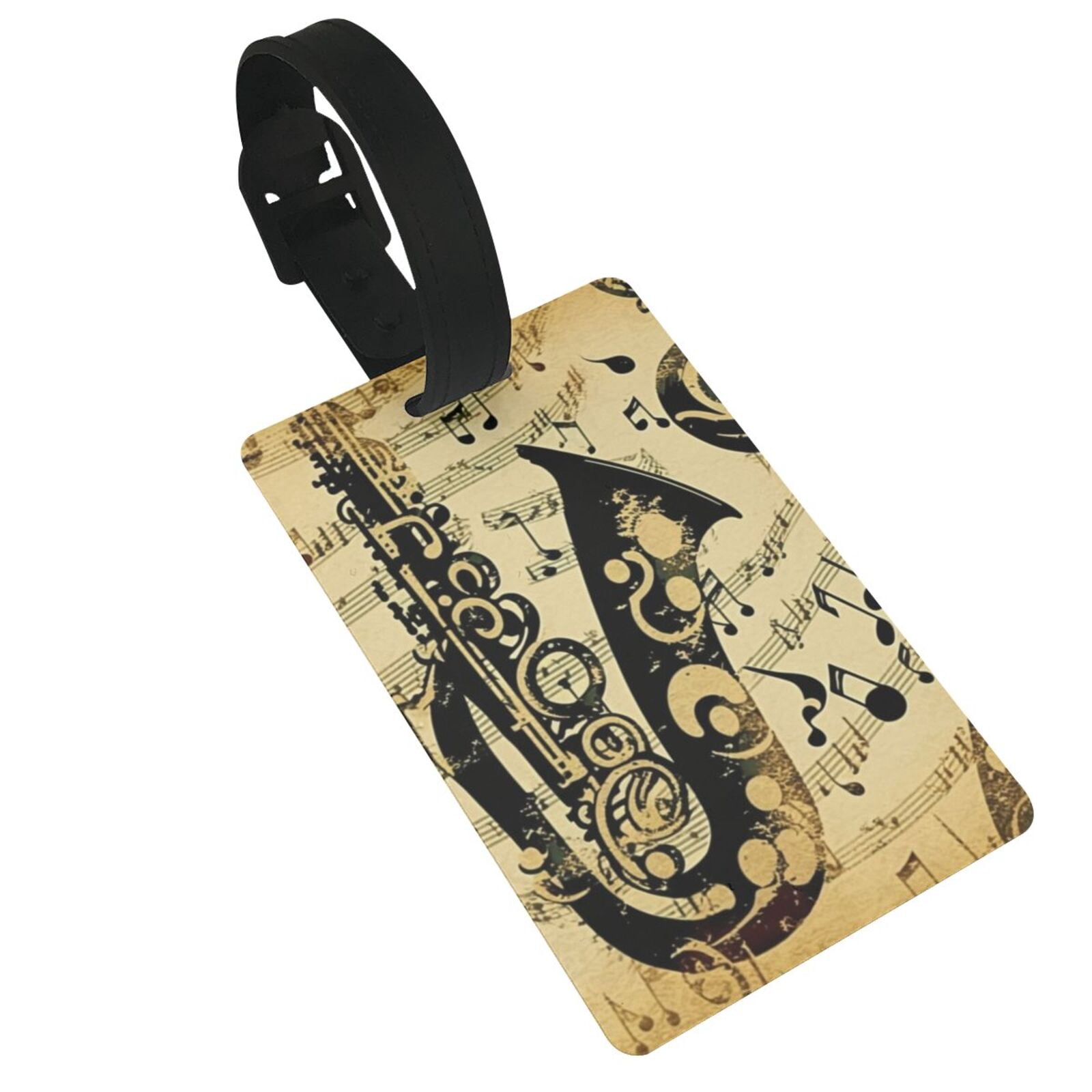 Music Notes Saxophone Musical Vintage Luggage Tags Suitcases ID Baggage ...