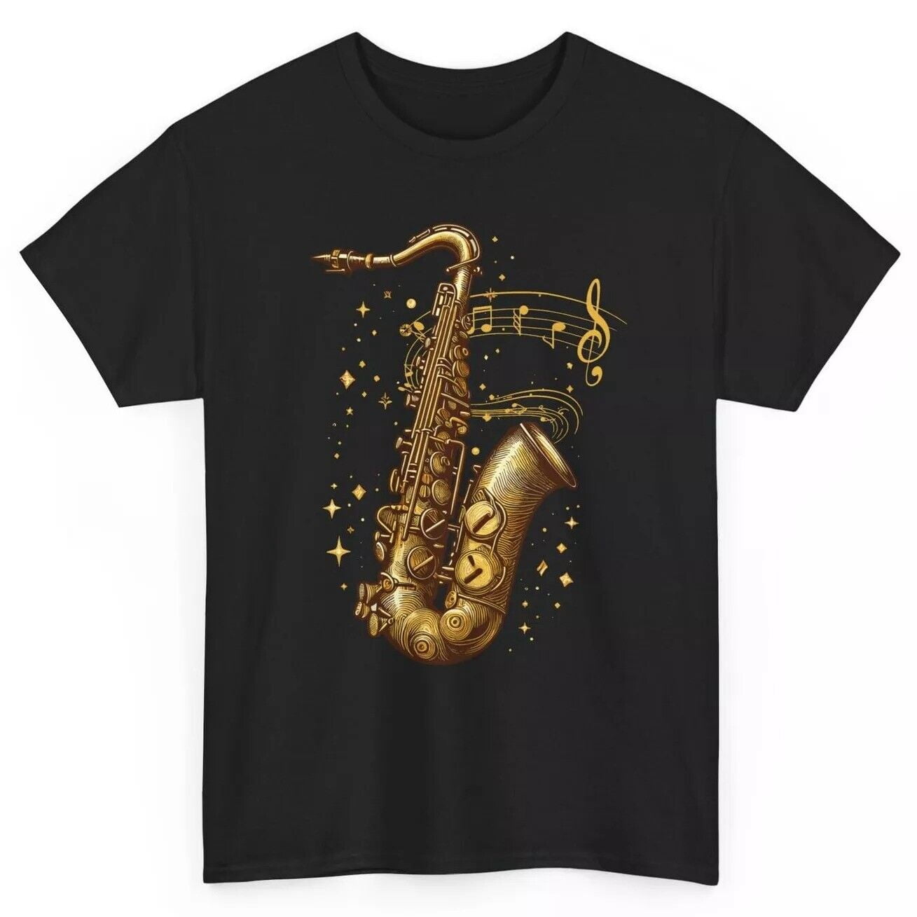Music Notes Saxophone Player Jazz Musician Graphic Shirt Retro Style ...