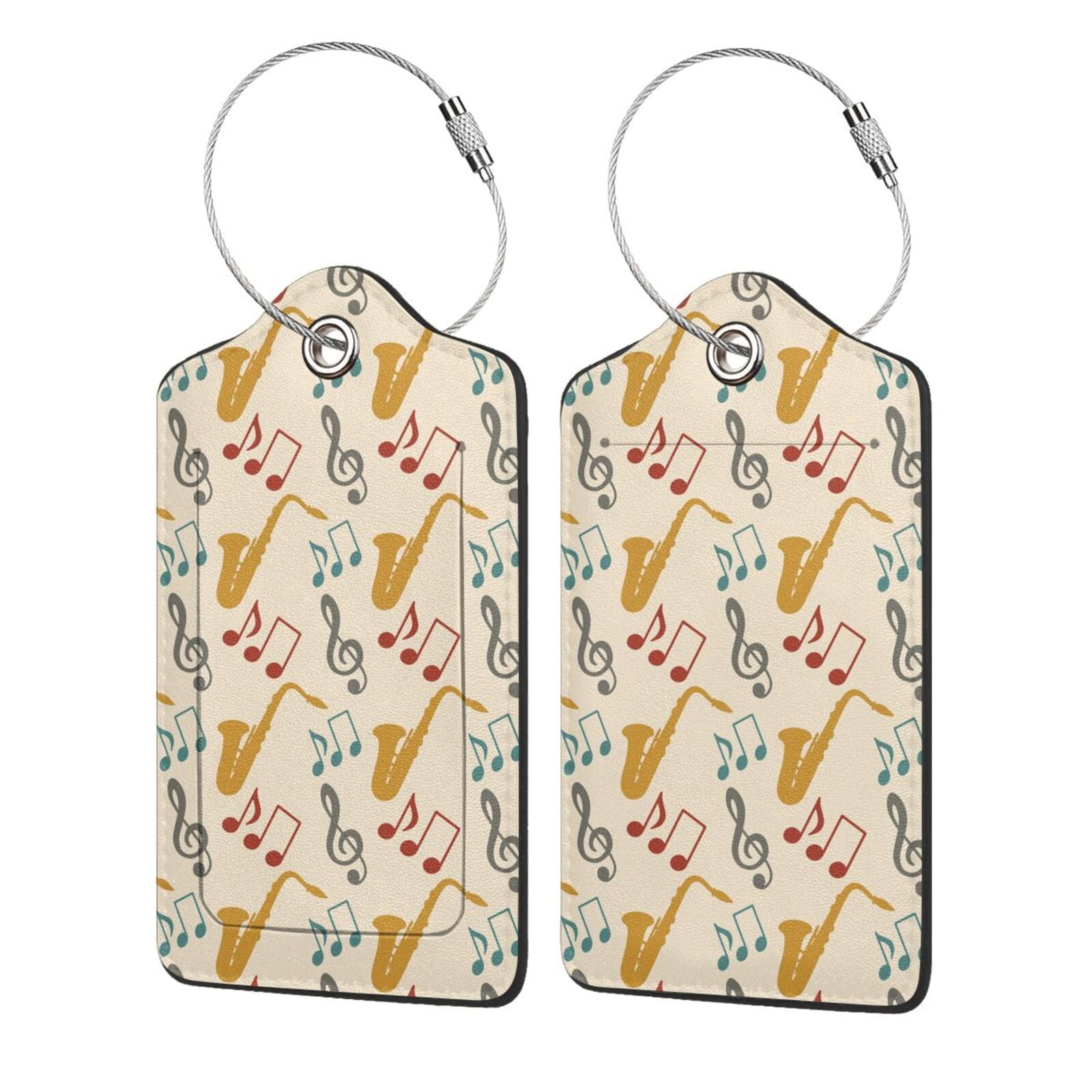 Music Notes Saxophones Luggage Tags for Suitcase PU Privacy Cover ID ...