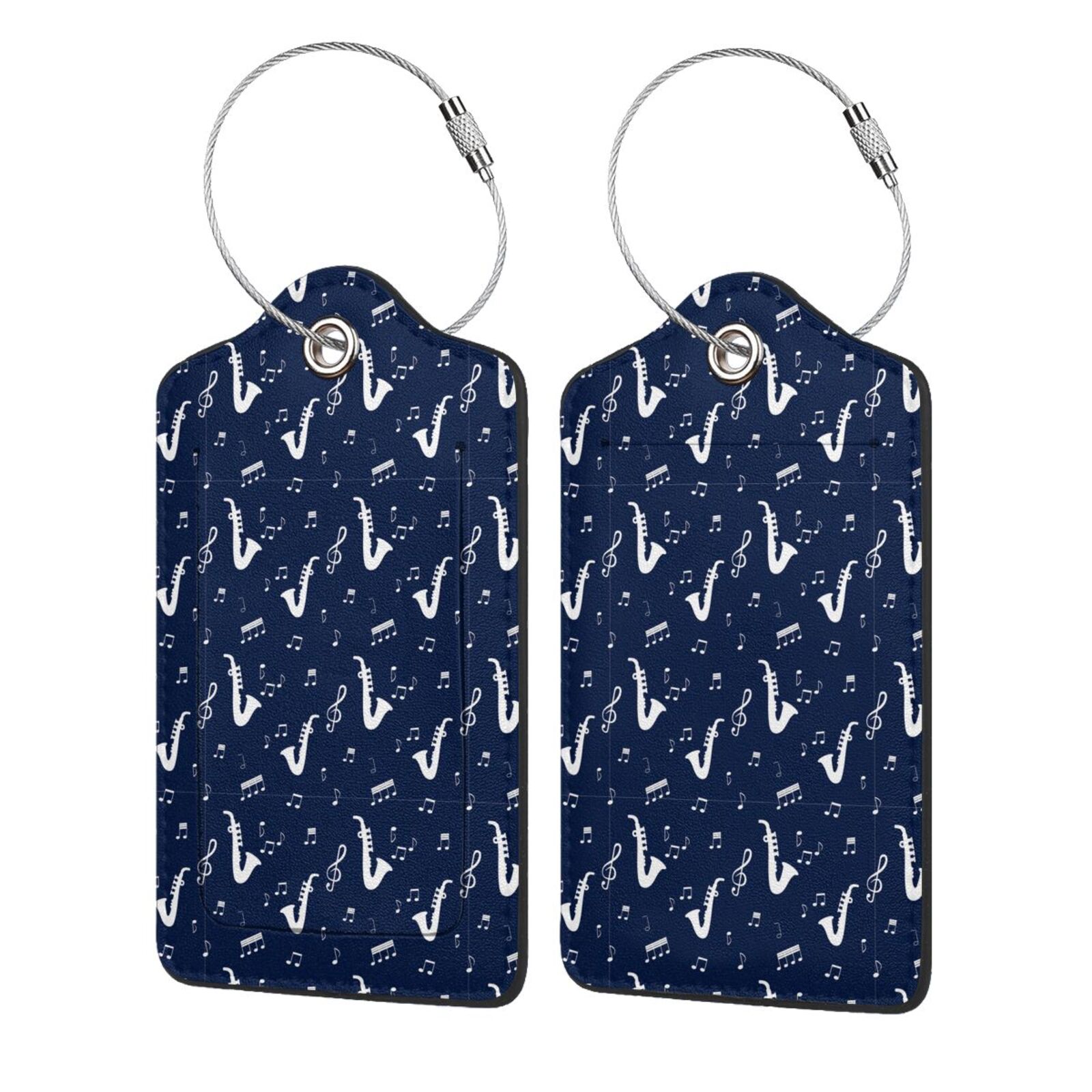 Music Notes Saxophones Luggage Tags for Suitcase PU Privacy Cover ID ...