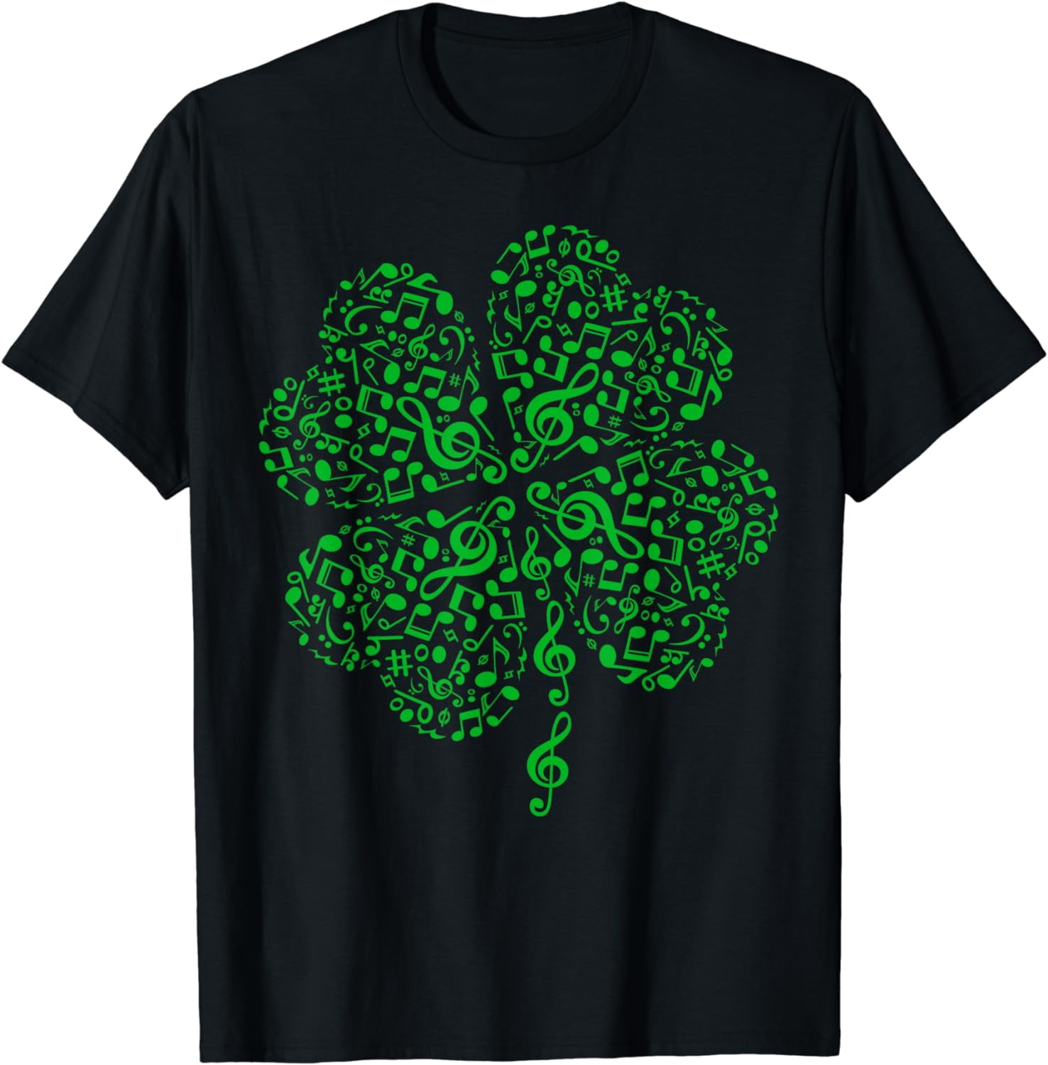 Music Notes Shamrock Clover Music Teacher St. Patricks Day T-Shirt ...