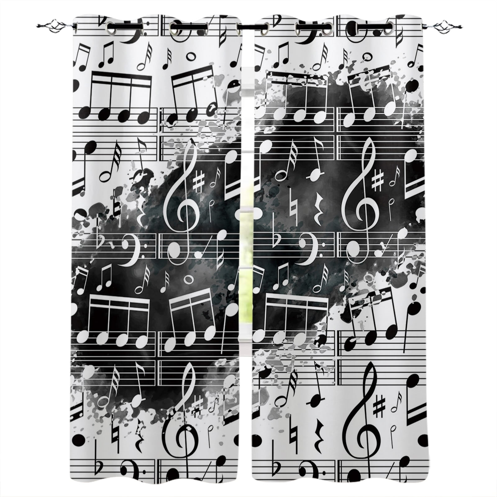 Music Notes Sheet Music Window Curtains for Living Room Bedroom Kitchen ...