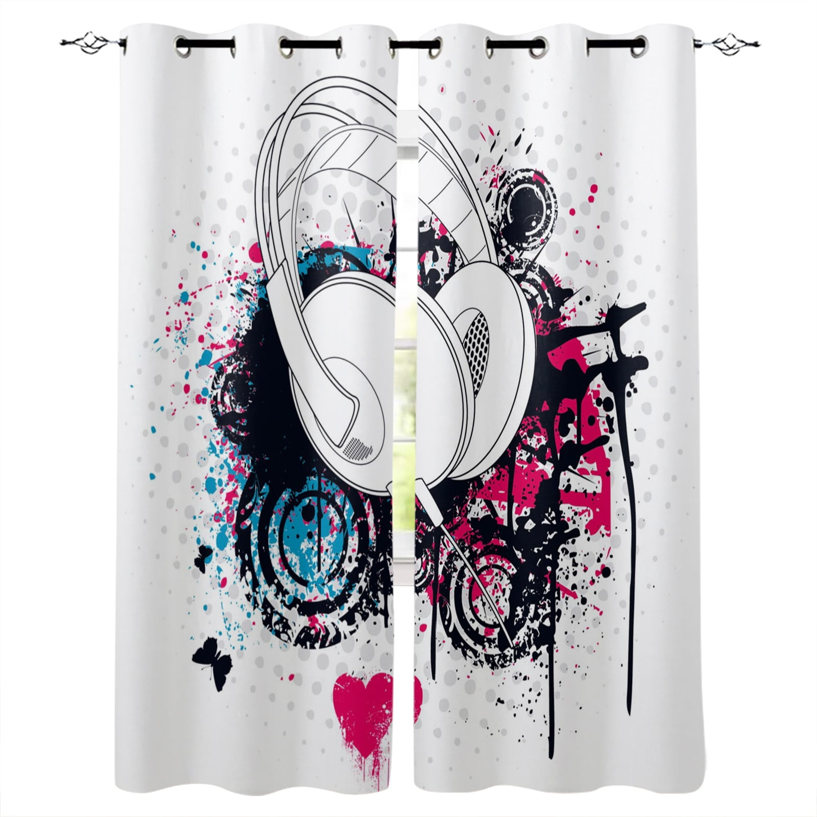Music Notes Sheet Music Window Curtains for Living Room Bedroom Kitchen ...
