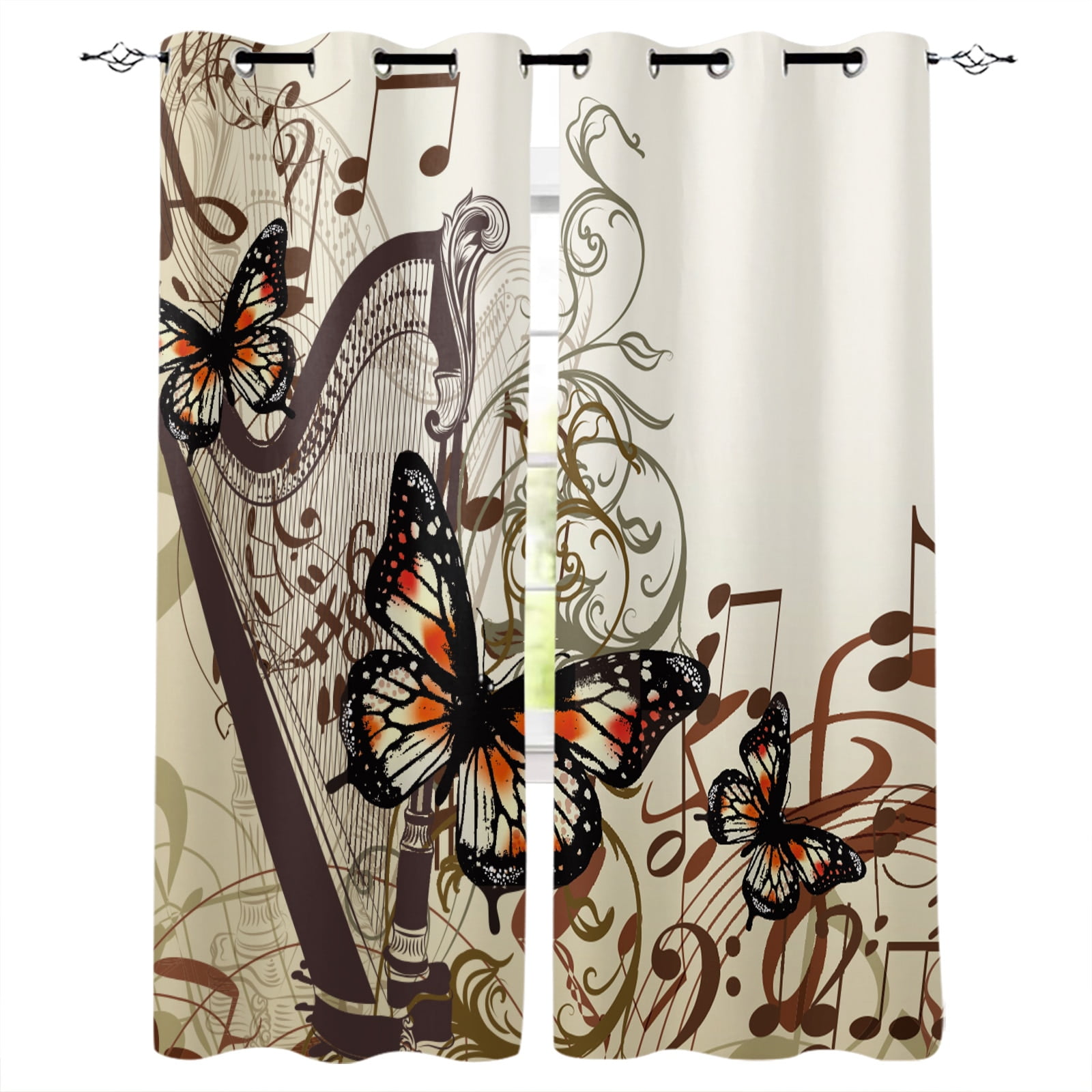 Music Notes Sheet Music Window Curtains for Living Room Bedroom Kitchen ...
