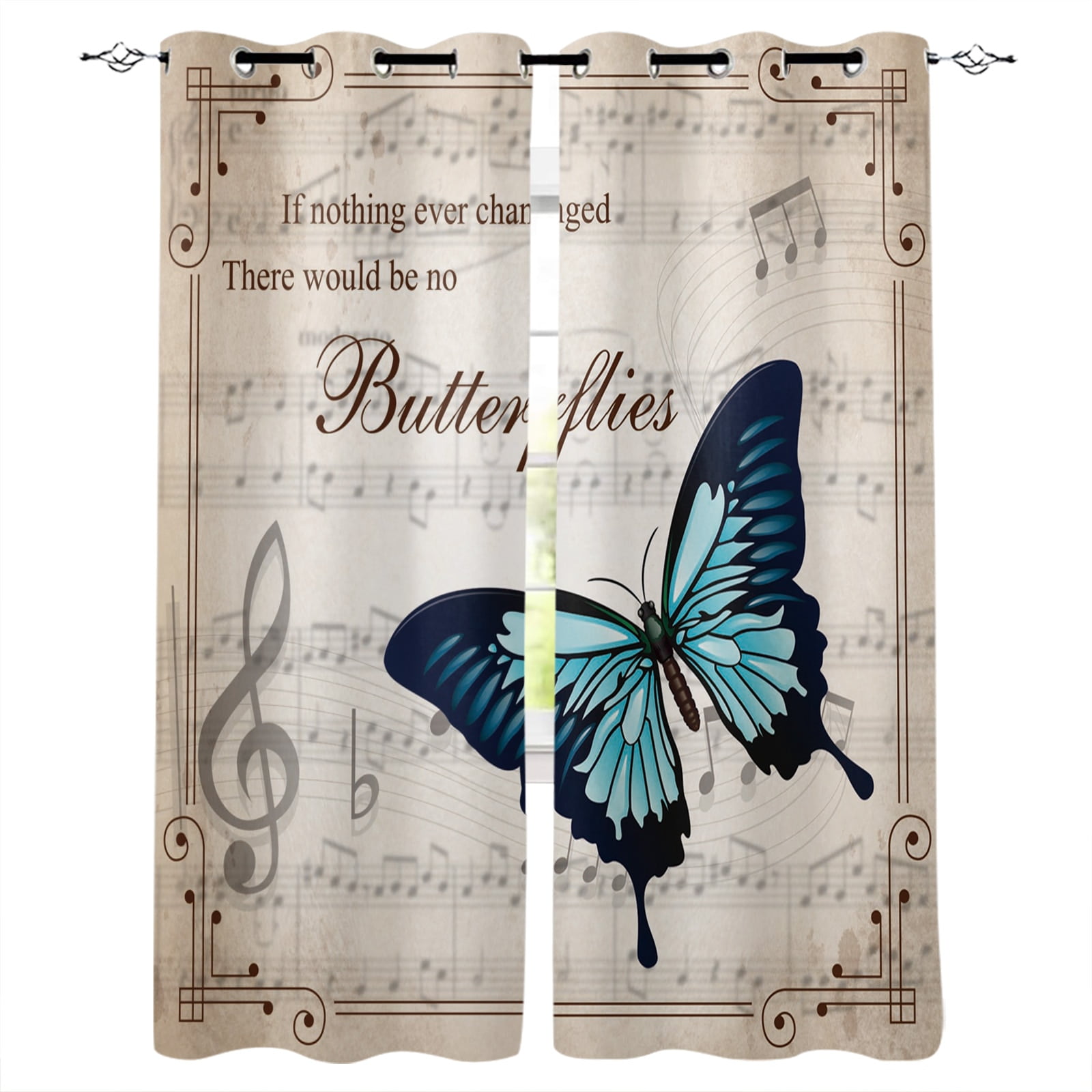 Music Notes Sheet Music Window Curtains for Living Room Bedroom Kitchen ...