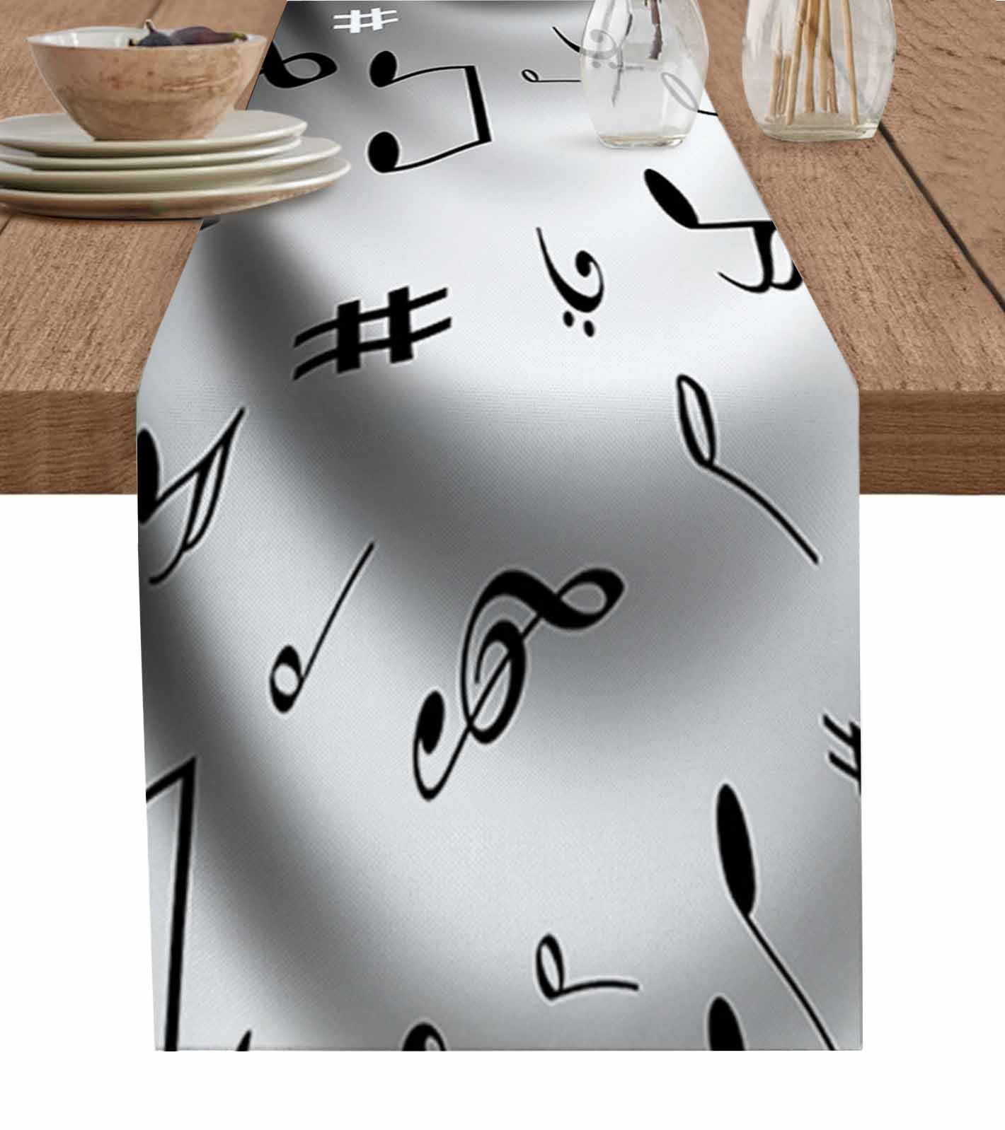 Music Notes Sheet Vintage Linen Table Runner Kitchen Table ration ...