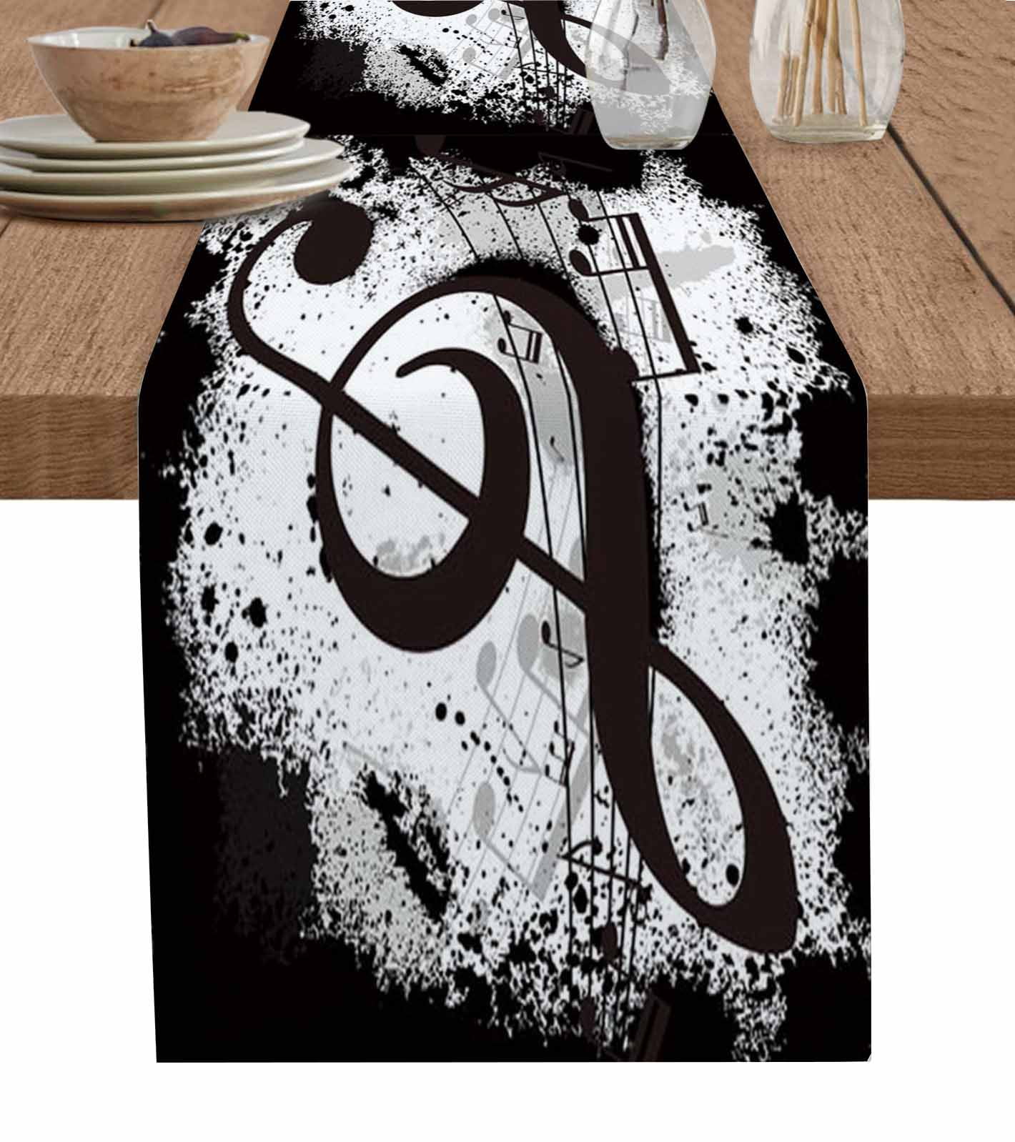 Music Notes Sheet Vintage Linen Table Runner Kitchen Table ration ...