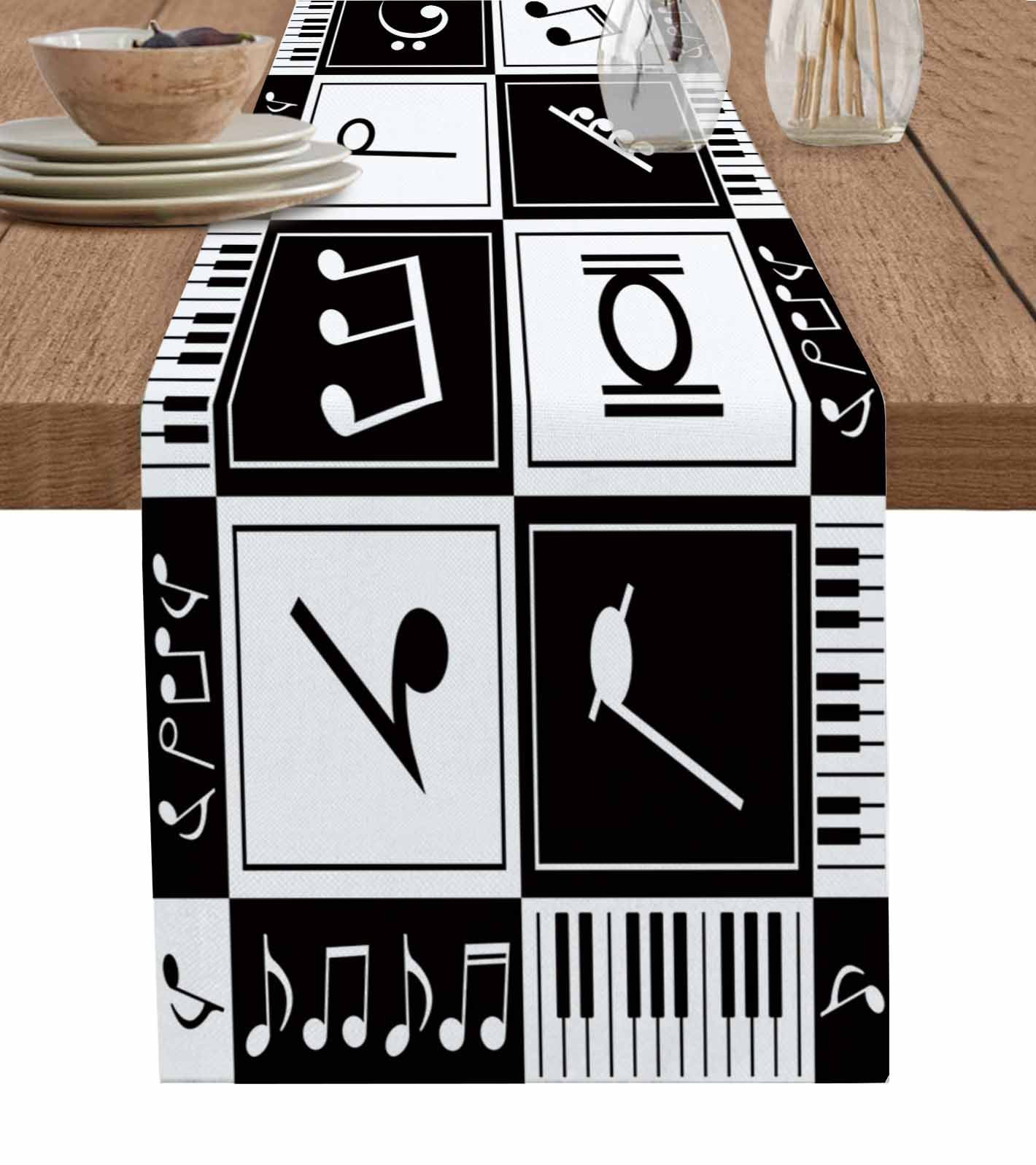 Music Notes Sheet Vintage Linen Table Runner Kitchen Table ration ...