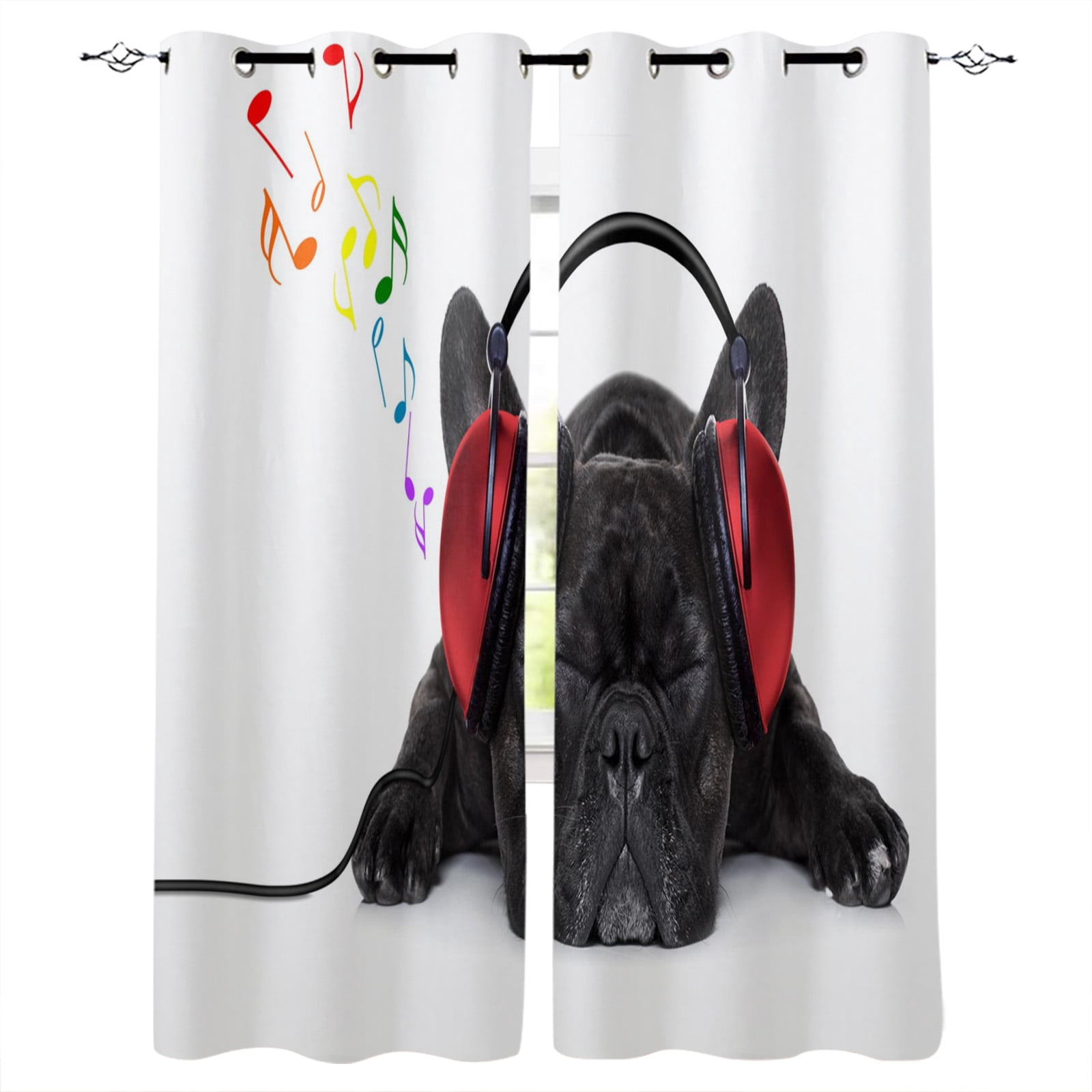 Music Notes Sheet Window Curtains Dark Living Room Curtain Rod Kitchen ...