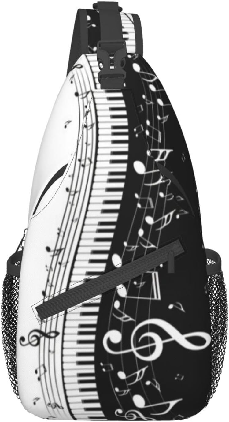 Music Notes Sling Backpack,Casual Crossbody Shoulder Backpack ...
