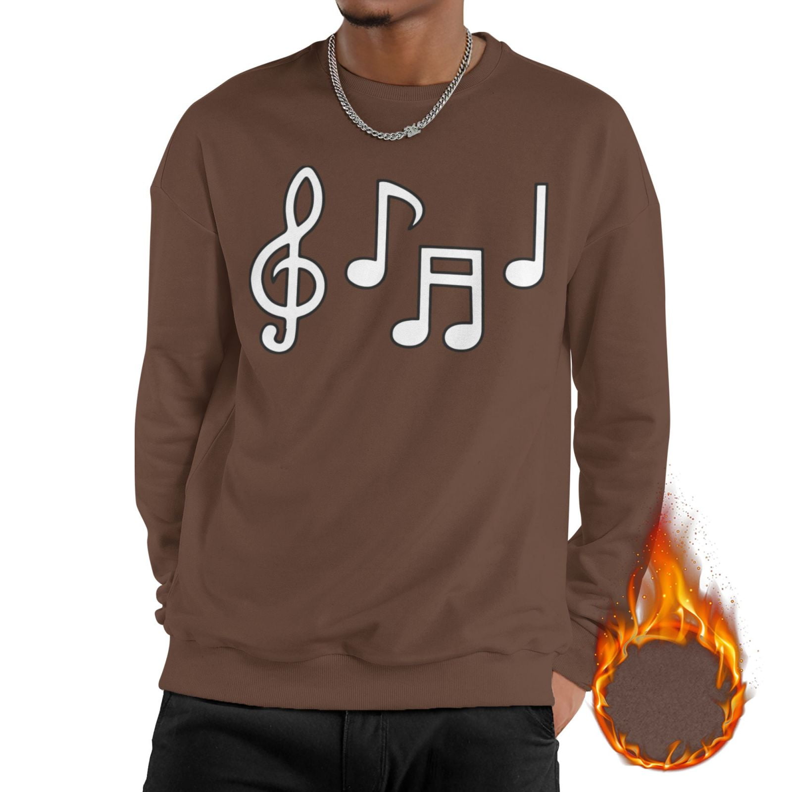 Music Notes Symbols Men'S Polyester Crewneck Sweatshirt Thick Loose Fit ...