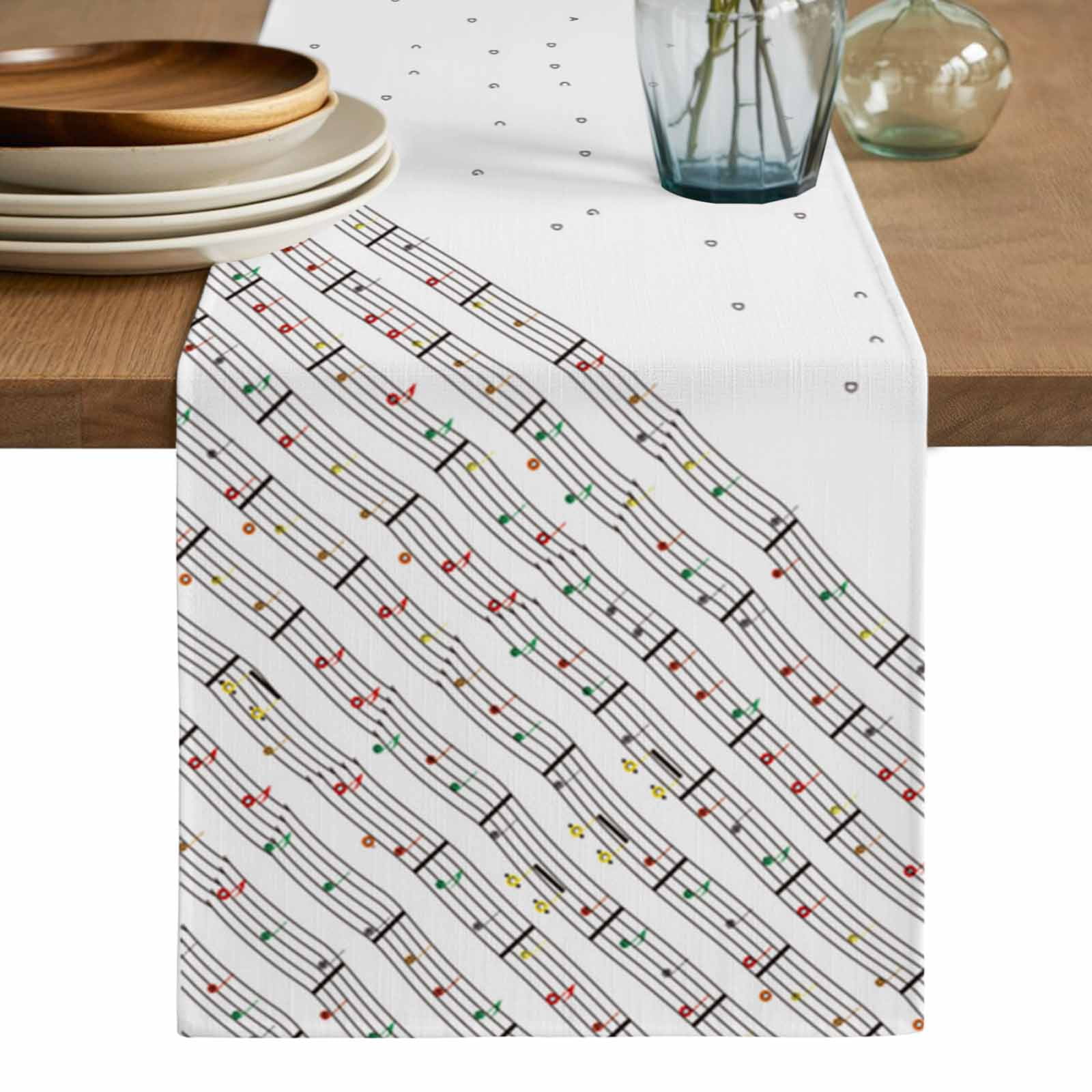 Music Notes Table Runner, Modern Abstract Minimalistic Geometric ...
