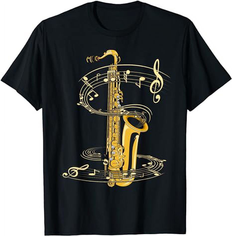Music Notes Treble Clef Saxophonist Jazz Musician Saxophone T-Shirt ...