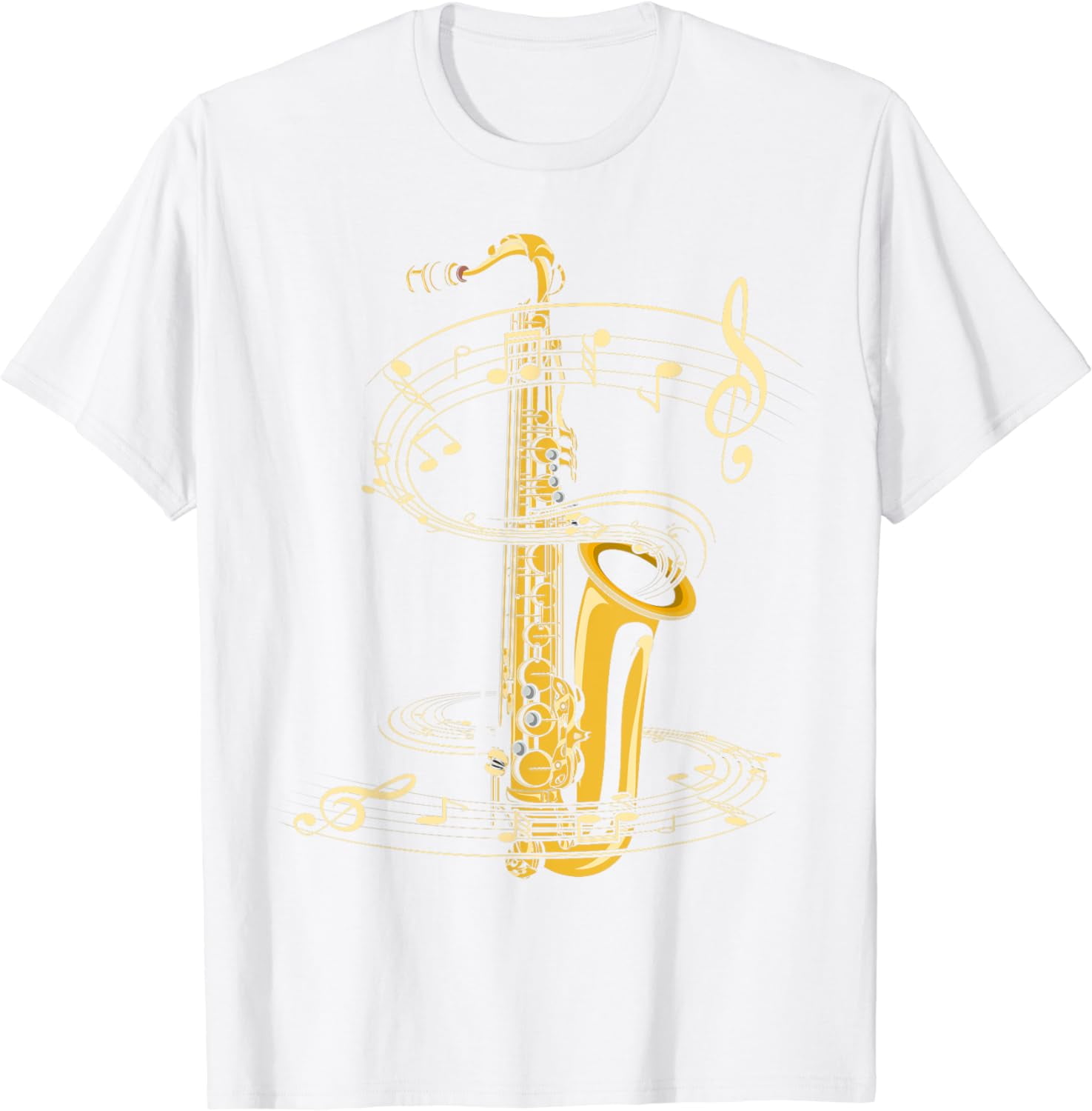 Music Notes Treble Clef Saxophonist Jazz Musician Saxophone T-Shirt ...