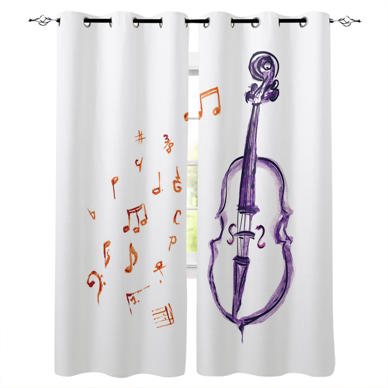 Music Notes Violin Lines Strings Window Screen Printed Design Office ...