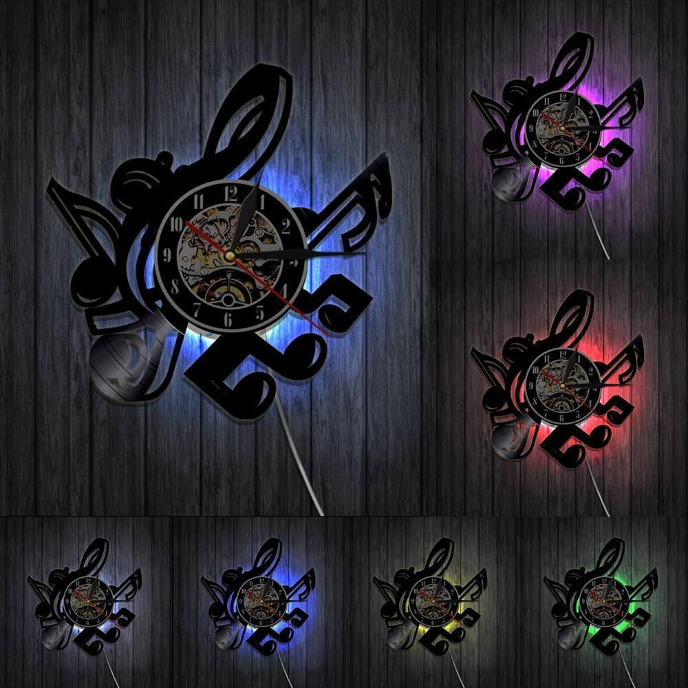 Music Notes Wall Art Treble Clef Wall Clock Hanging Home Decor Sheet ...