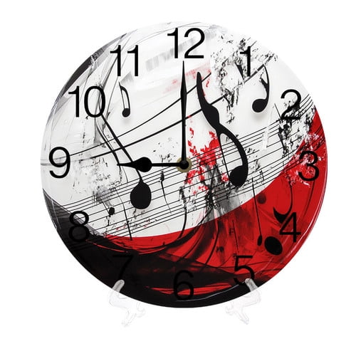 Music Notes Wall Clock, Non Ticking Silent Quartz Analog Clocks ...