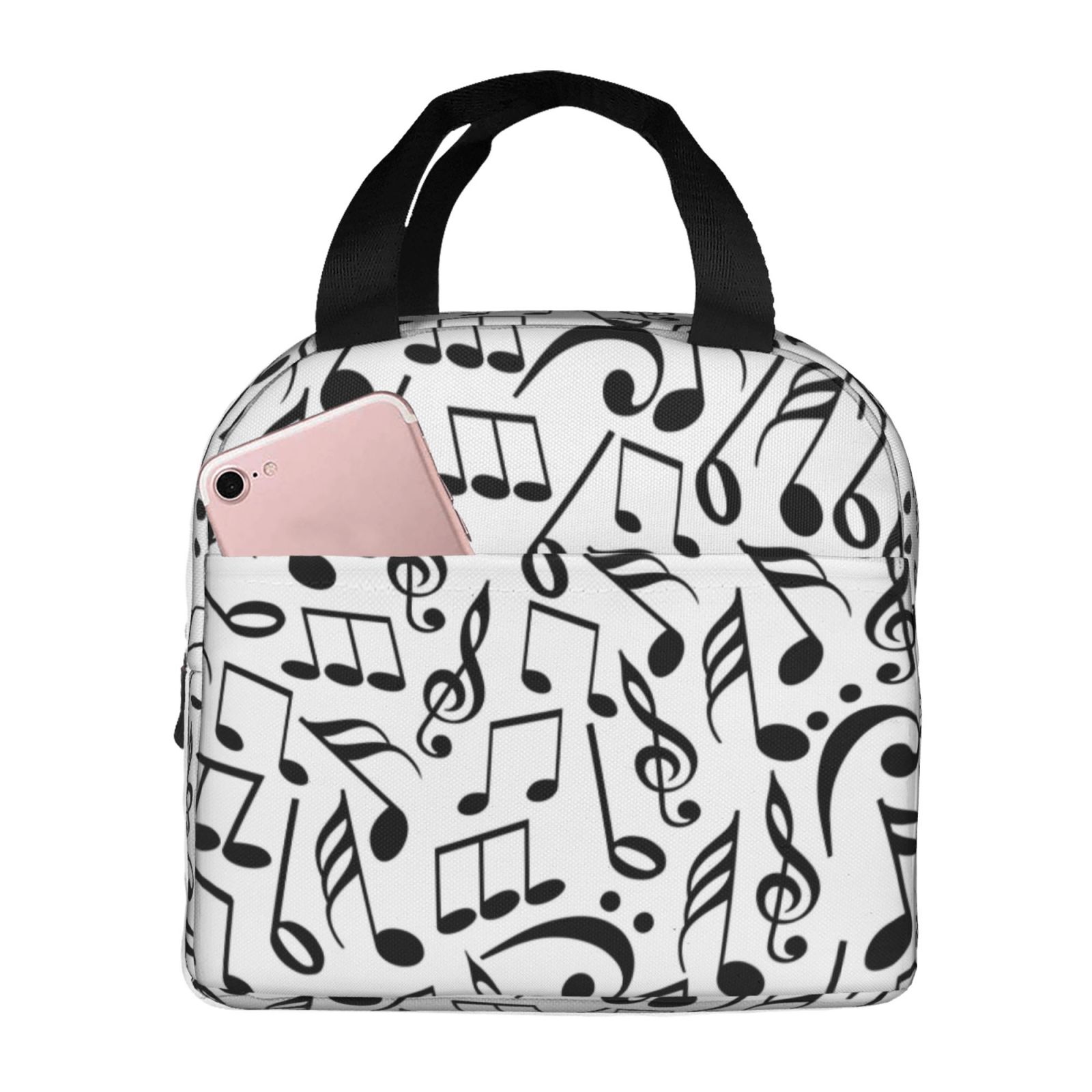 Music Notes With Clef Lunch Bag Cooler Lunch Tote Bag Leakproof Lunch ...