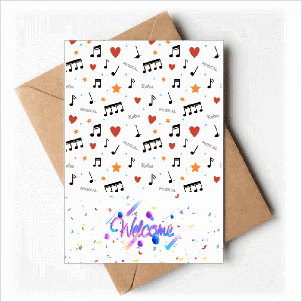 Music Notes With Stars Hearts Welcome Back Greeting Cards Envelopes ...