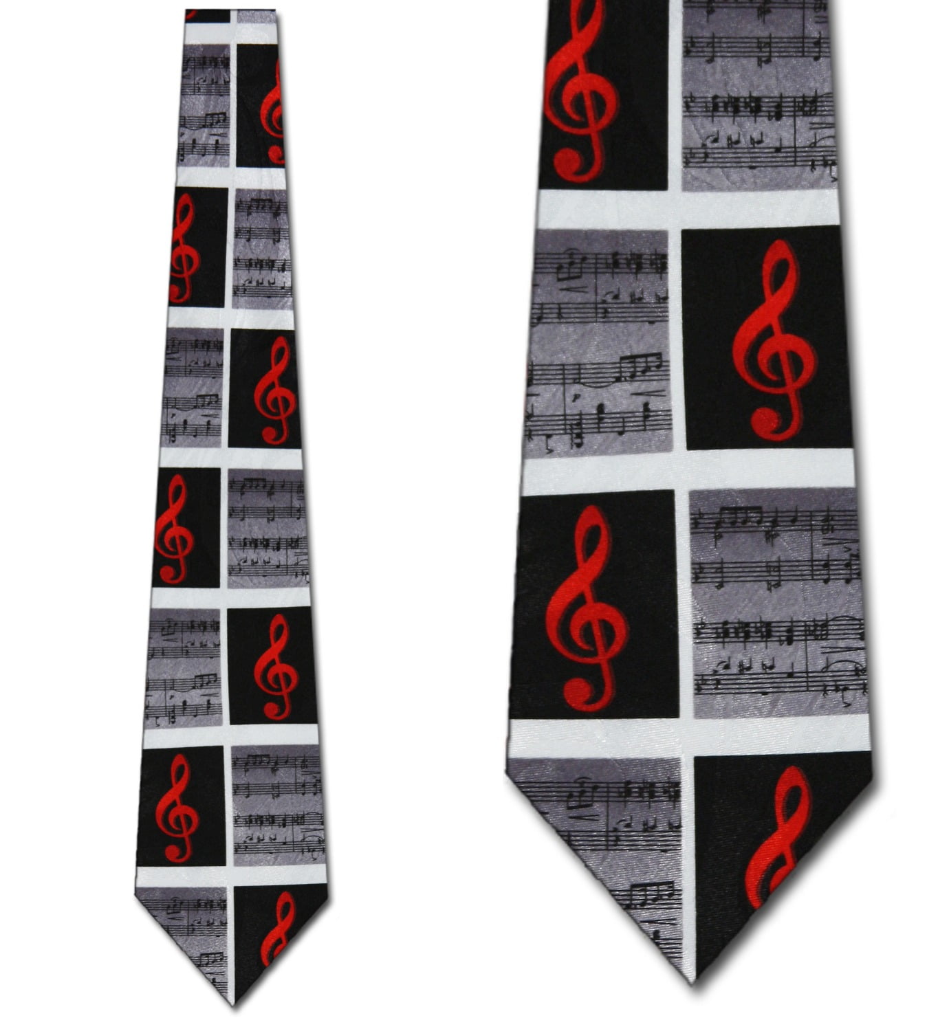 Music Notes and Clef Panel Black Necktie Mens Tie - Walmart.com