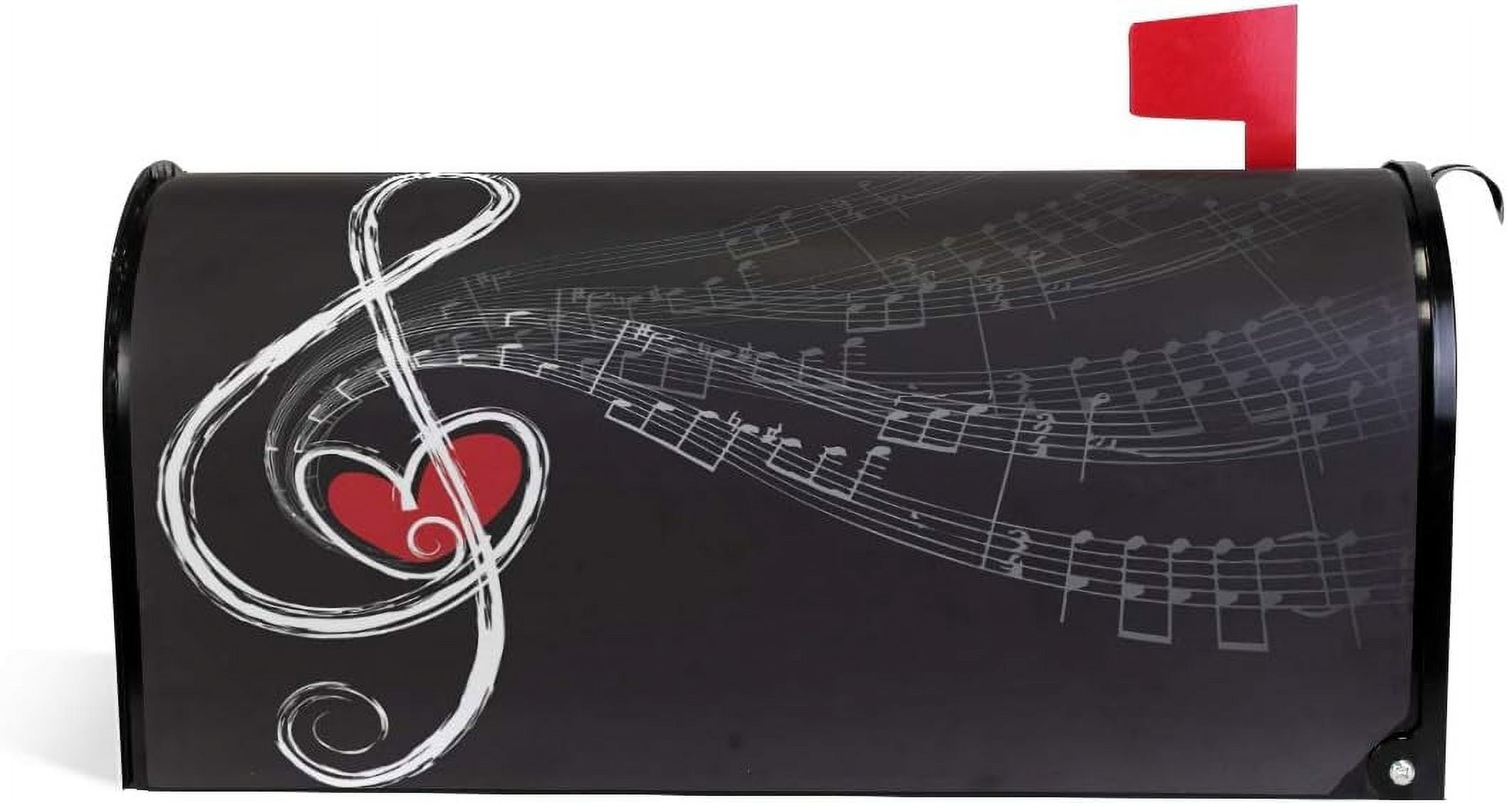 Music Notes and Heart Magnetic Mailbox Cover Standard Size for Garden ...