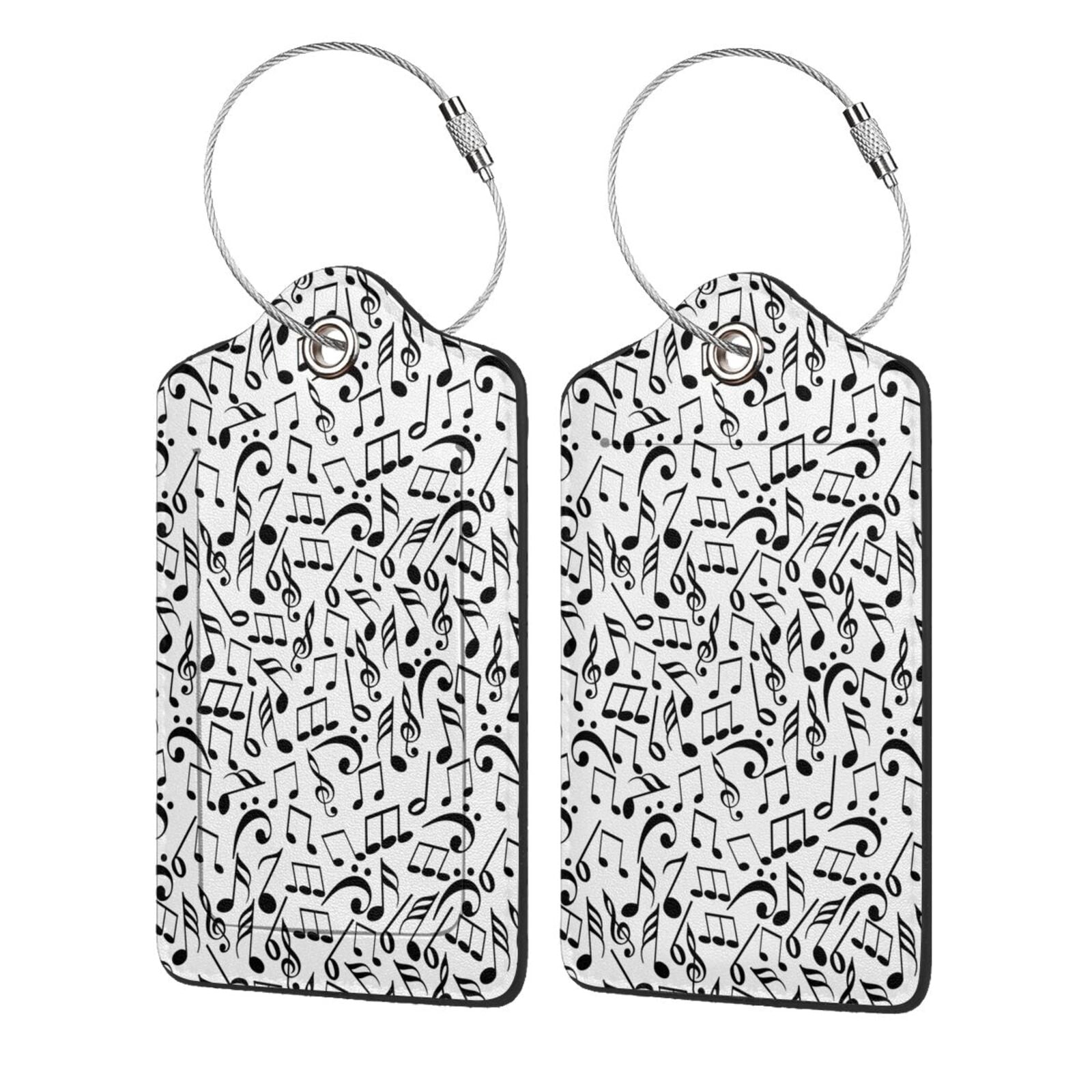 Music Notes with Clef Luggage Tags for Suitcase PU Privacy Cover ID ...