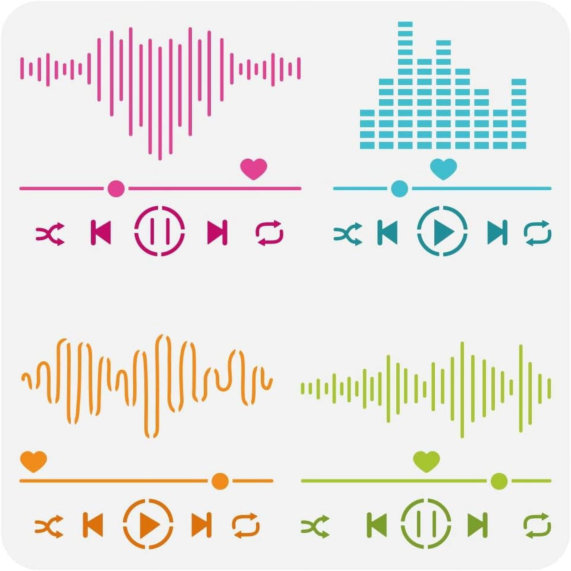 Music Player Painting Stencil 11.8x11.8 inch Reusable Music Playback ...