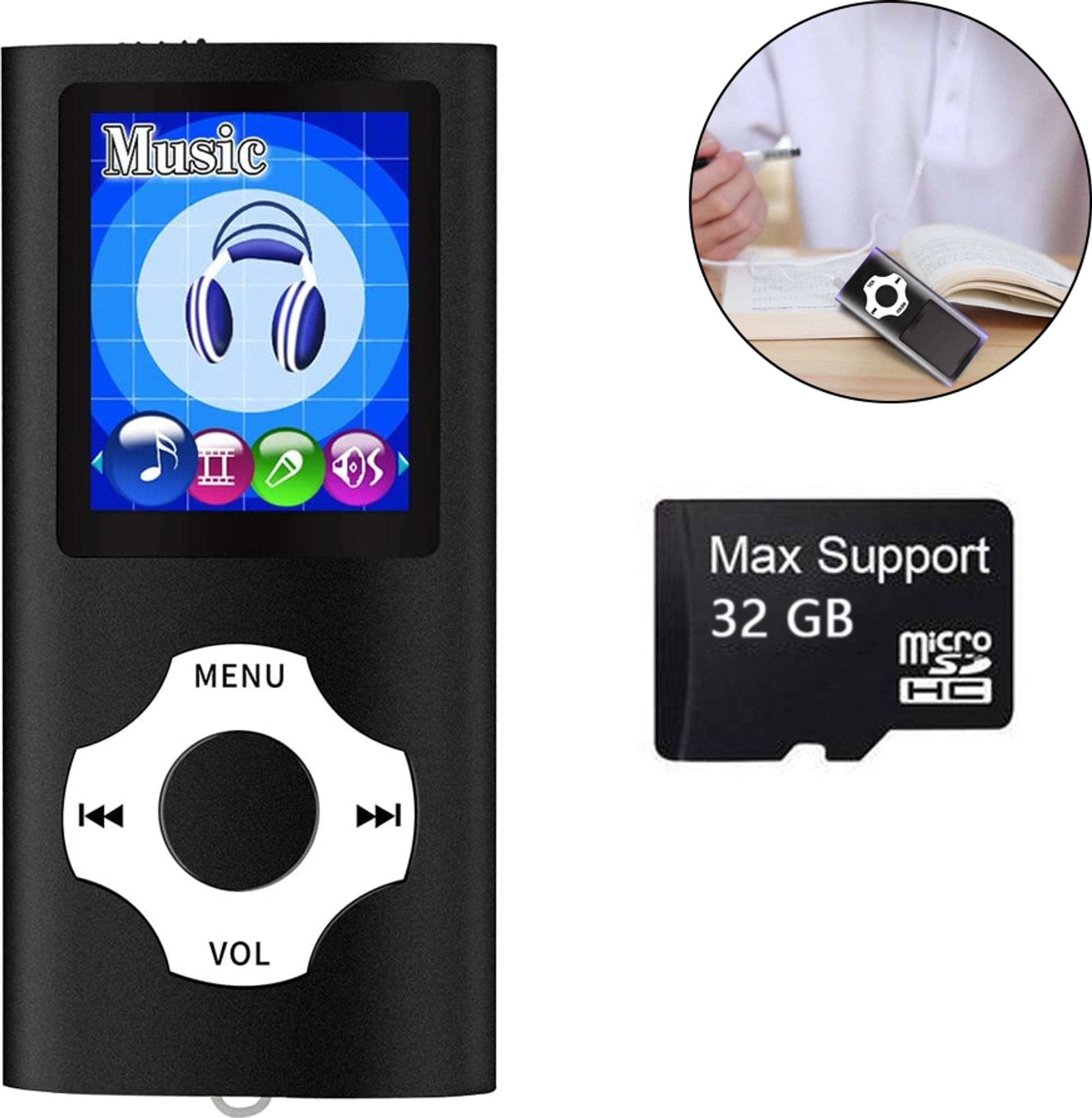 Music Player, Portable HiFi Sound Quality MP3 Player with 32GB TF Card ...