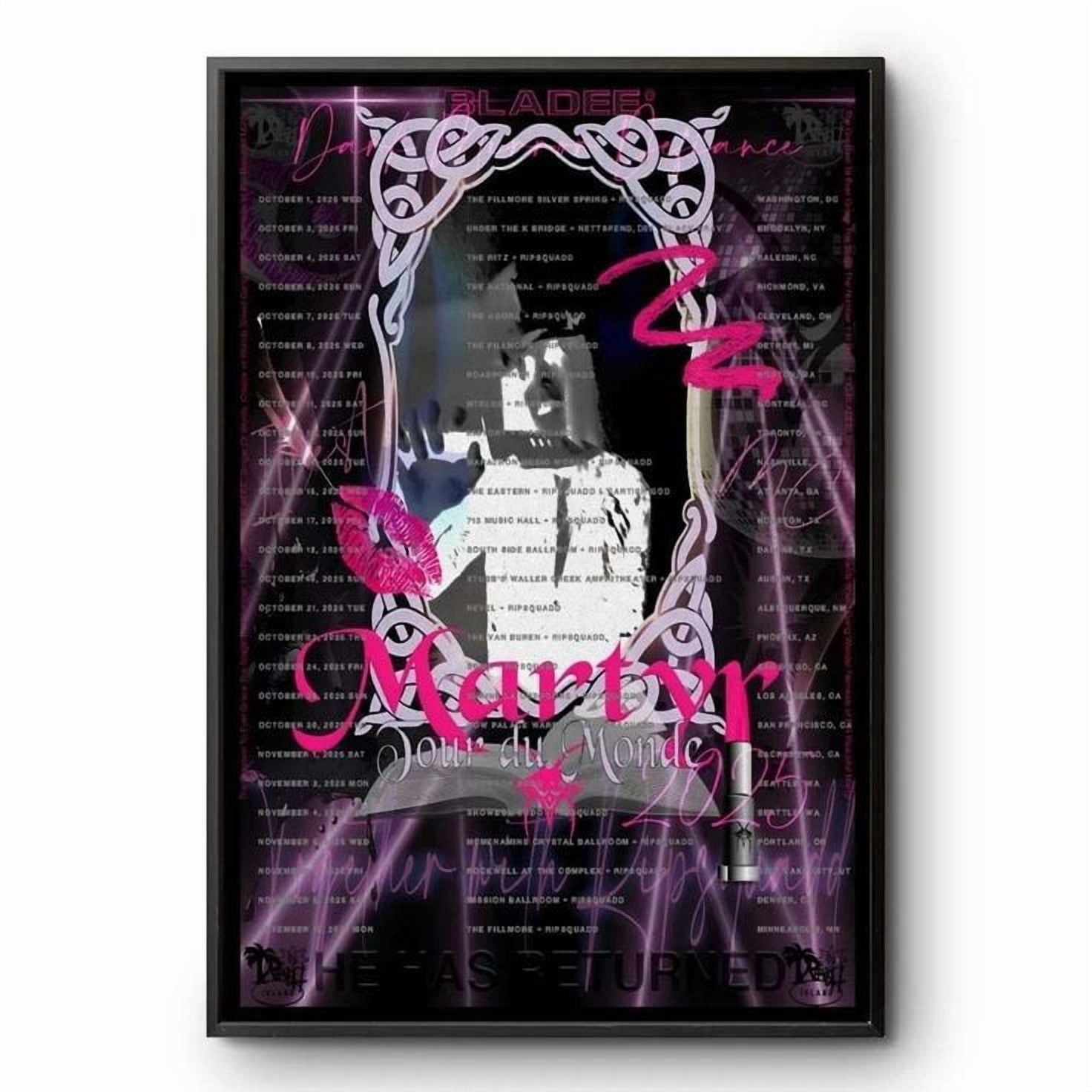 Music Poster - Bladee 2025 Martyr Tour Du Monde Poster- Vintage Style ...