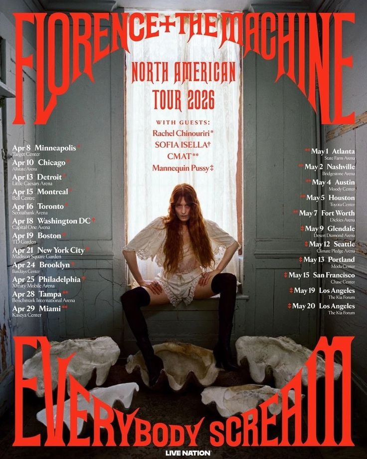 Music Poster - Florence + The Machine UK Tour 2026 Poster Everybody ...