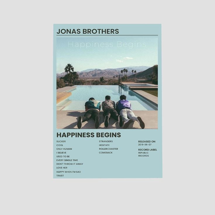 Music Poster Jonas Brothers - Happiness Begins Music Album Cover Wall ...