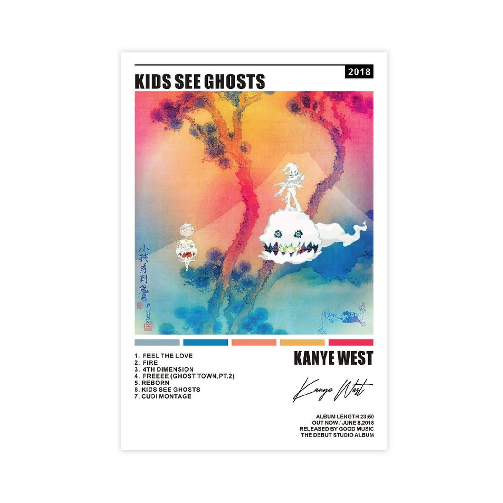 Music Poster Kanye Poster West KIDS SEE GHOSTS Album Cover Canvas ...