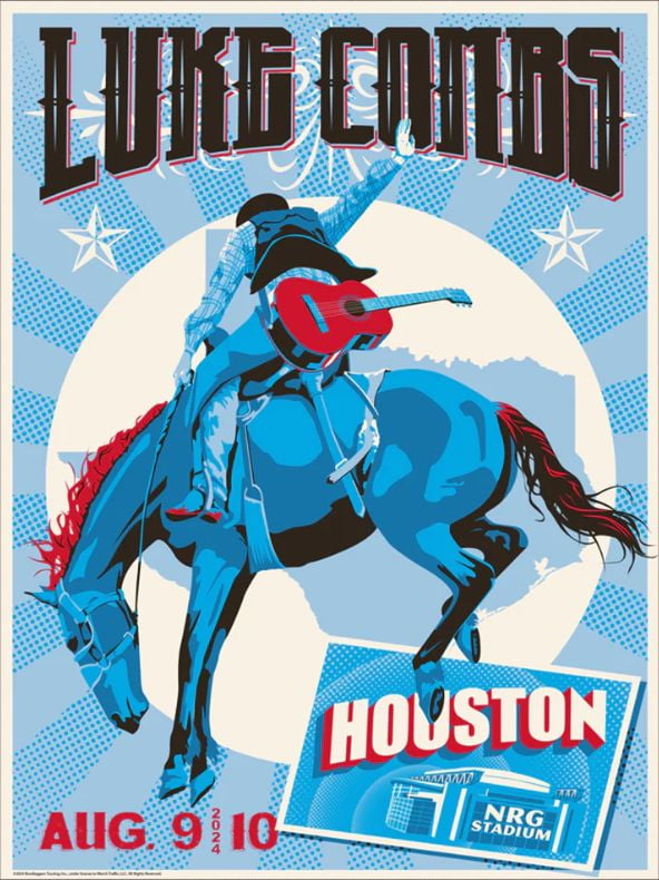 Music Poster Luke Combs Houston Event Poster August 9 and 10 Size 24 ...