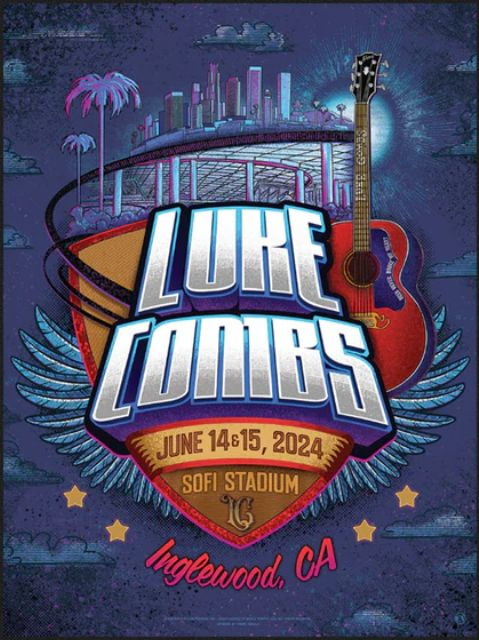 Music Poster Luke Combs Inglewood Event Poster June 14 and 15 Size 24 ...