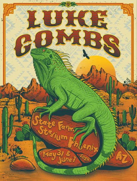 Music Poster Luke Combs Phoenix Event Poster May 31 and June 1 Size 24 ...