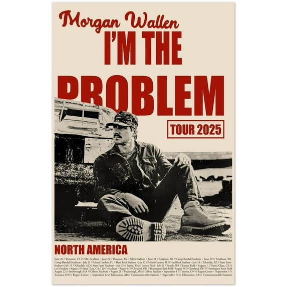 Music Poster - Morgan Wallen I'm The Problem Tour 2025 Poster - Vintage Style - Size 24x36 - The ...