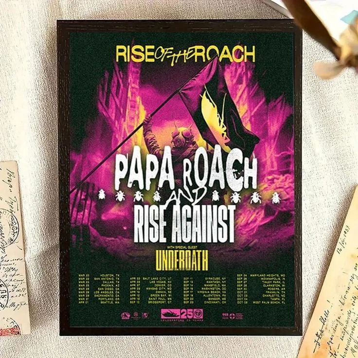 Music Poster - Papa Roach And Rise Against Rise Of The Roach Tour 2025 ...