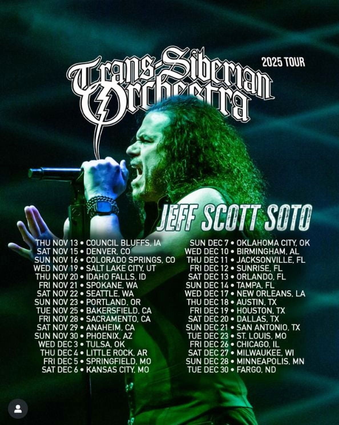 Music Poster Trans-Siberian Orchestra Jeff Scott Soto 2025 Size 24''x36 ...
