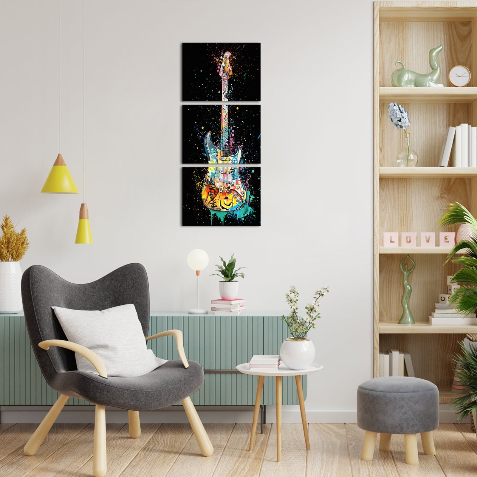 Music Room Decor 3 Piece 12x16 Framed Wall Art Set Graffiti Wall Art ...
